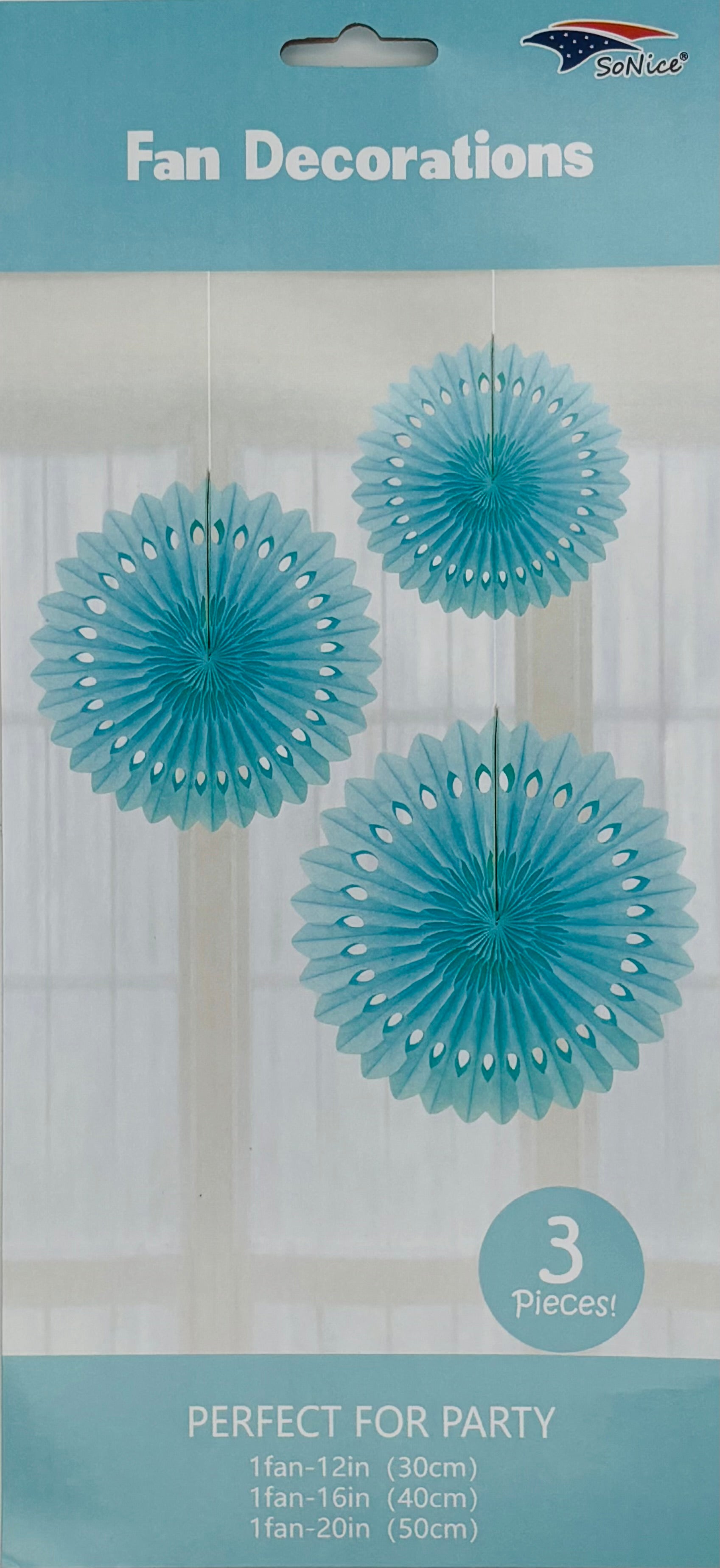 Tissue Fan Decor 3 pieces-Light Blue – Jack's Candy